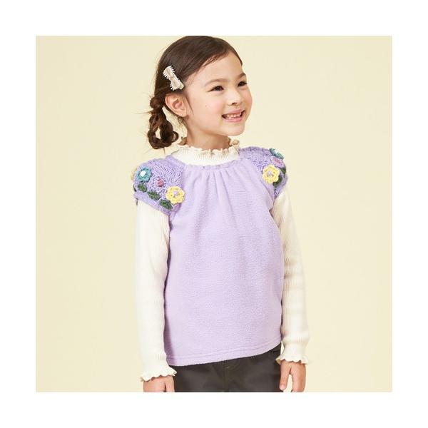 『セール実施中』ZOZO問い合わせ番号:85603604ショップ:KP，ケーピーブランド:KP，ケーピー商品名:編み花付き袖ニットフリースベスト(80〜130)カテゴリ:トップス>ベストブランド品番:17300243素材:身頃:ポリエ...