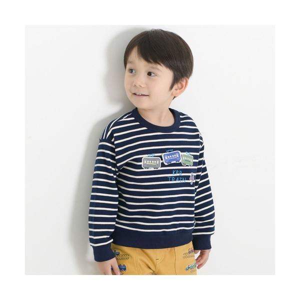 『セール実施中』ZOZO問い合わせ番号:85603654ショップ:KP，ケーピーブランド:KP BOY，ケーピーボーイ商品名:ミニ裏毛電車モチーフのボーダートレーナー(80〜110)カテゴリ:トップス>その他トップスブランド品番:37...