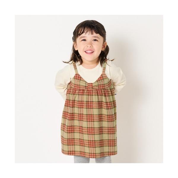 『タイムセール実施中』ZOZO問い合わせ番号:85605356ショップ:こどもの森e-shop，コドモノモリイーショップブランド:moujonjon，ムージョンジョン商品名:タータンチェックキャミレイヤード風ワンピースカテゴリ:ワンピース/...