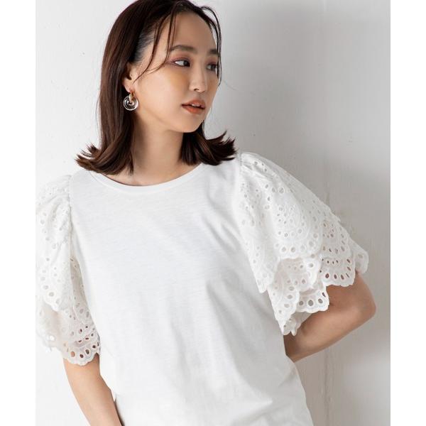 『タイムセール実施中』ZOZO問い合わせ番号:85803033ショップ:Million Carats，ミリオンカラッツブランド:MILLION CARATS，ミリオンカラッツ商品名:カットソーの身頃にスカラップレースの袖を組み合わせ、上品で...