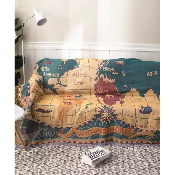 『タイムセール実施中』ZOZO問い合わせ番号:85941099ショップ:Port，ポートブランド:Port，ポート商品名:【 Port / ポート 】 ヴィンテージ風 ワールド マップ デザイン 大判ブランケット / ソファカバー ( 13...