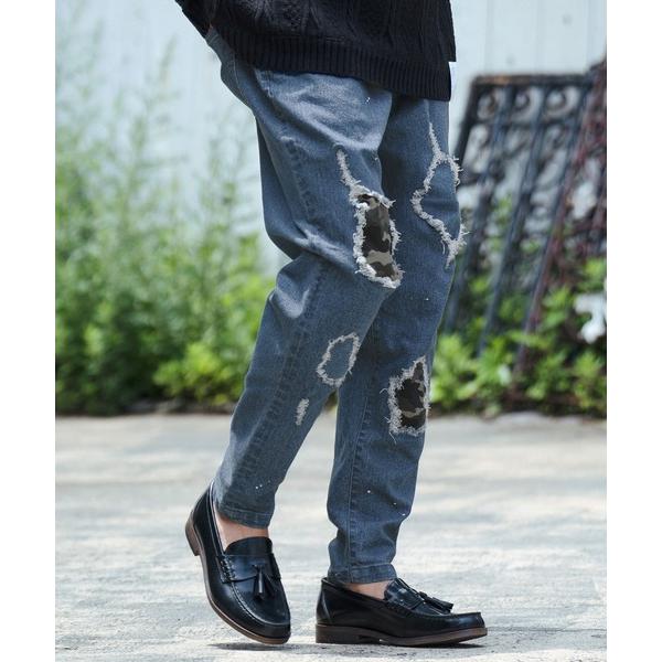 『セール実施中』ZOZO問い合わせ番号:85972329ショップ:CAMBIO，カンビオブランド:CAMBIO，カンビオ商品名:mp12576-11oz Stretch Denim Camouflage Repaired Damaged P...