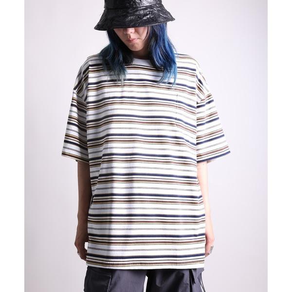 『セール実施中』ZOZO問い合わせ番号:86011370ショップ:aimoha，アイモハブランド:GENXDER，ノンジェンダー商品名:【GENXDER】ボーダー柄ルーズフィットTシャツ (SS)カテゴリ:トップス>Tシャツ/カットソ...