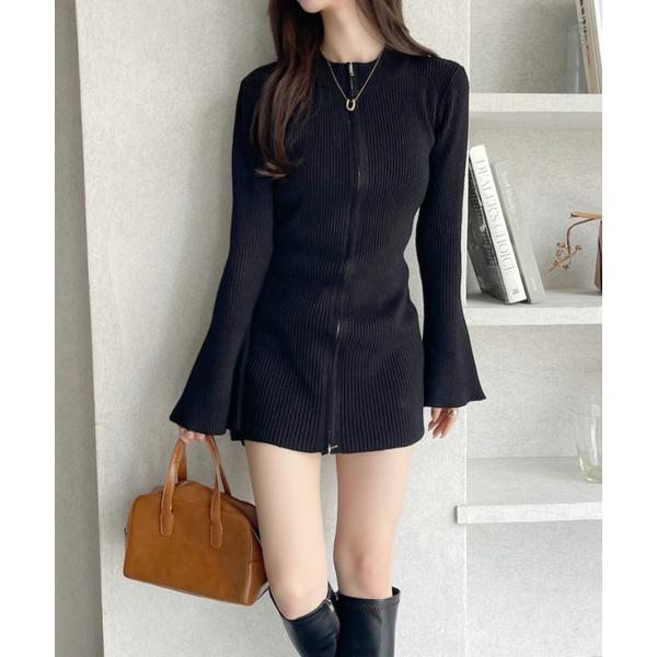 『タイムセール実施中』ZOZO問い合わせ番号:86073499ショップ:Ada.，エイダブランド:Ada.，エイダ商品名:フレアスリーブ ダブルジップ ニット ミニ ワンピースカテゴリ:ワンピース/ドレス>ワンピースブランド品番:ad...