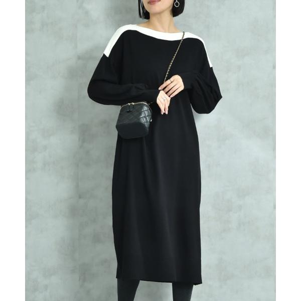 『タイムセール実施中』ZOZO問い合わせ番号:86108657ショップ:INTERPLANET/actuel，インタープラネット/アクチュエルブランド:INTERPLANET，インタープラネット商品名:ボートネック配色ニットワンピースカテゴ...