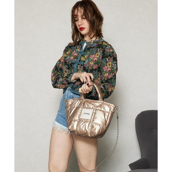 『セール実施中』ZOZO問い合わせ番号:86111698ショップ:style code，スタイルコードブランド:jouetie，ジュエティ商品名:【jouetie/ジュエティ】メタリックナイロンキルティング　ミニトートバッグ（ボールチェーン...