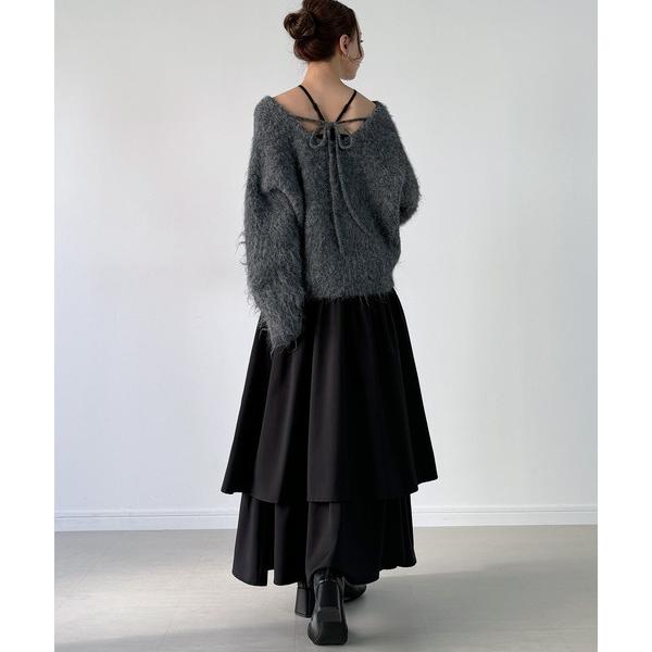 『タイムセール実施中』ZOZO問い合わせ番号:86112136ショップ:JUNOAH，ジュノアブランド:JUNOAH，ジュノア商品名:バックリボンニット+ティアードフレアキャミワンピースset[高身長サイズMT/低身長サイズS有り]カテゴリ...