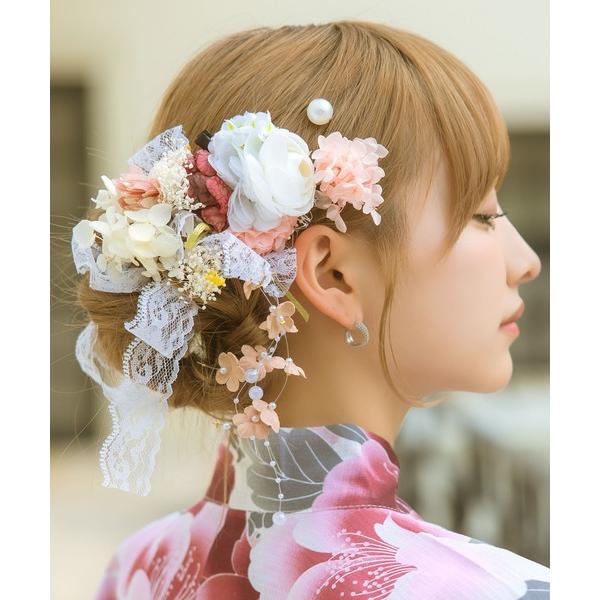 ZOZO問い合わせ番号:86145255ショップ:Retica，レティカブランド:Retica，レティカ商品名:浴衣 袴 ヘアアクセサリー 髪飾り パールピンニュアンスカラーフラワーレースリボン 浴衣ヘアアクセ 11点セット かわいい 卒業...