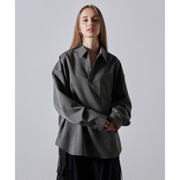 ZOZO問い合わせ番号:86181676ショップ:EMMA CLOTHES，エマ クローズブランド:CLEL，クレイル商品名:【CLEL】Herringbone TR Side Lace Skipper Shirt /ヘリンボーンTRサイド...