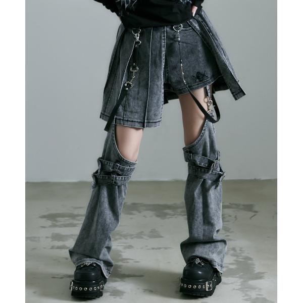 ZOZO問い合わせ番号:86183186ショップ:A'GEM/9 × .kom，エージェムナインブランド:REFLEM，レフレム商品名:『REFLEM/レフレム』レッグカバー付きレイヤードデニムショーパンカテゴリ:パンツ>デニムパンツ...