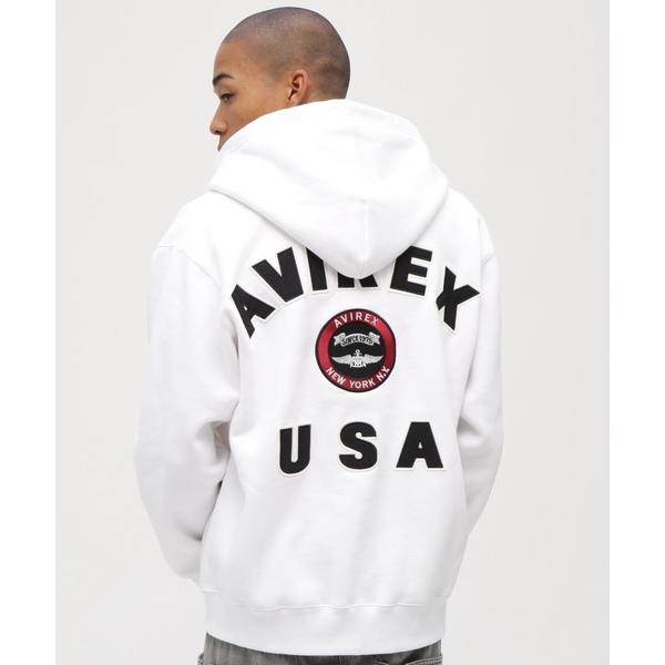 ZOZO問い合わせ番号:86282102ショップ:AVIREX，アヴィレックスブランド:AVIREX，アヴィレックス商品名:VARSITY LOGO SWEAT ZIP UP PARKA / バーシティ ロゴ スウェット ジップ アップ パ...