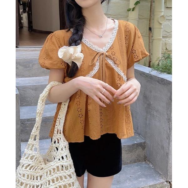 『タイムセール実施中』ZOZO問い合わせ番号:86383342ショップ:gossip！ロサンゼルス，ゴシップロサンゼルスブランド:gossip！ロサンゼルス，ゴシップロサンゼルス商品名:Y2K 総レースパフスリーブ　Vネックブラウスカテゴリ...