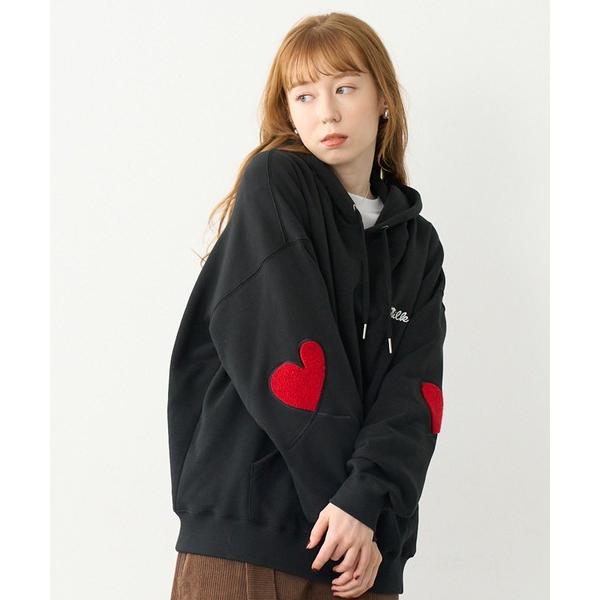 『セール実施中』ZOZO問い合わせ番号:86414360ショップ:MILKFED.，ミルクフェドブランド:MILKFED.，ミルクフェド商品名:LOVE HEART ELBOW SWEAT HOODIEカテゴリ:トップス>パーカーブラ...
