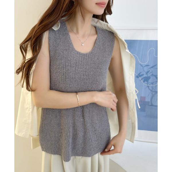 『タイムセール実施中』ZOZO問い合わせ番号:86446980ショップ:Ada.，エイダブランド:Eclat one，エクラワン，Ada.，エイダ商品名:【Eclat one】 畔リブ クルーネック ノースリーブ サマーニットカテゴリ:トッ...