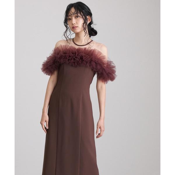 ZOZO問い合わせ番号:86451011ショップ:PourVous，プールヴーブランド:atlo，アトロ商品名:【低身長用サイズあり】 ミモレ丈＆ノースリーブ フォーマル 同窓会 ギャザーチュール セレモニー 結婚式 パーティードレス オケ...