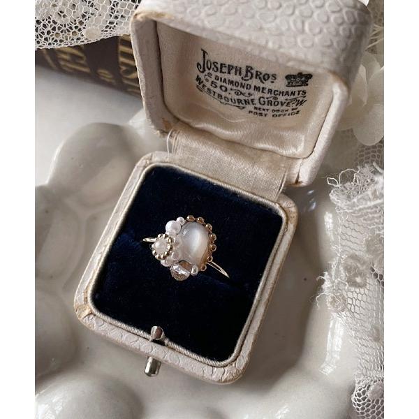 ZOZO問い合わせ番号:86582700ショップ:TONE，トーンブランド:tone，トーン商品名:【mallelabrocante/マルラブロカント】サージカルステンレス　2種の天然石とヴィンテージパールのオーバルプチフラワーリング/金属...