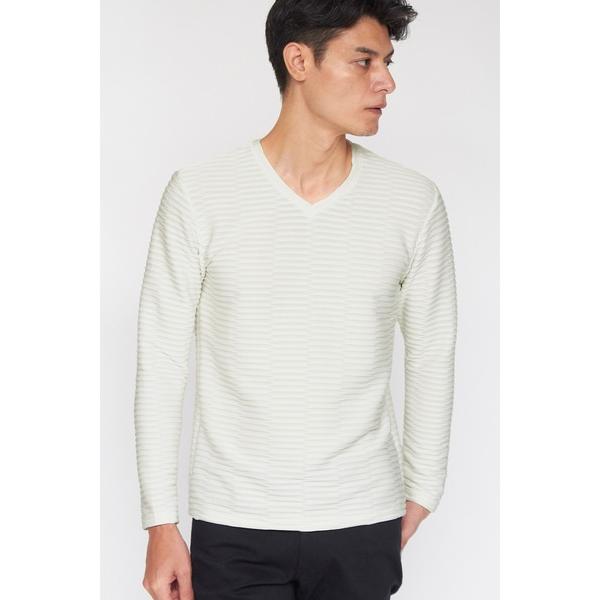 『タイムセール実施中』ZOZO問い合わせ番号:86587988ショップ:TORNADO MART，トルネードマートブランド:TORNADO MART，トルネードマート商品名:TORNADO MART∴タックボーダージャガードVネックカットソ...