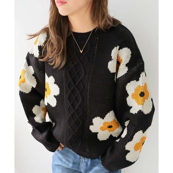 『タイムセール実施中』ZOZO問い合わせ番号:86658187ショップ:Ulysses，ユリシスブランド:LAFFMO，ラフモ商品名:花柄ケーブルニットカテゴリ:トップス>ニット/セーターブランド品番:LFO24W013素材:アクリル...