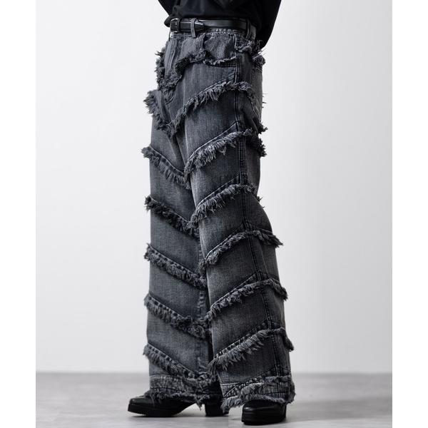 ZOZO問い合わせ番号:86659291ショップ:EMMA CLOTHES，エマ クローズブランド:CLEL，クレイル商品名:【CLEL】Hard Fringe Denim Pants/ハードフリンジデニムパンツカテゴリ:パンツ>デニ...