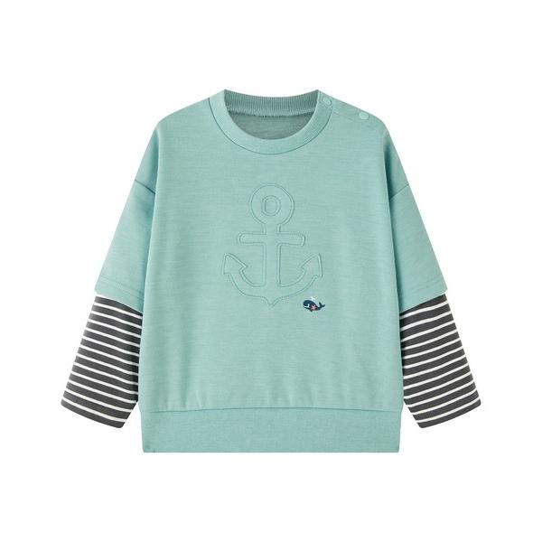 『タイムセール実施中』ZOZO問い合わせ番号:86727198ショップ:Combi mini，コンビミニブランド:combimini，コンビミニ商品名:T/Cポンチ袖レイヤード風トップス（アンカー）カテゴリ:トップス>スウェットブラン...