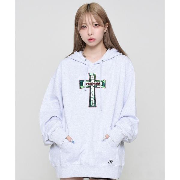 ZOZO問い合わせ番号:86802018ショップ:OY，オーワイブランド:OY，オーワイ商品名:『OY/オーワイ』 STAINED GLASS CROSS HOODIE/グラスクロスフーディーカテゴリ:トップス>パーカーブランド品番:...
