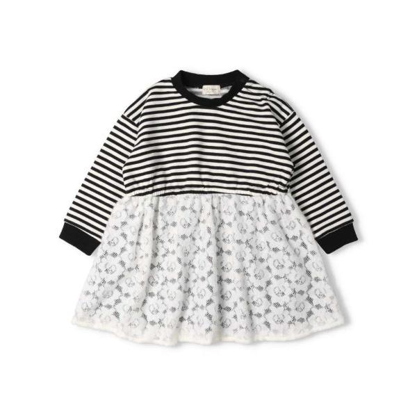 『タイムセール実施中』ZOZO問い合わせ番号:86905178ショップ:こどもの森e-shop，コドモノモリイーショップブランド:kids zoo，キッズズー商品名:レースドッキングボーダー・無地裏毛ワンピースカテゴリ:ワンピース/ドレス&...
