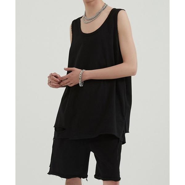 ZOZO問い合わせ番号:86936553ショップ:aimoha，アイモハブランド:GENXDER，ノンジェンダー商品名:【GENXDER】ダメージ加工タンクトップ (SS)カテゴリ:トップス>タンクトップブランド品番:tedqf710...