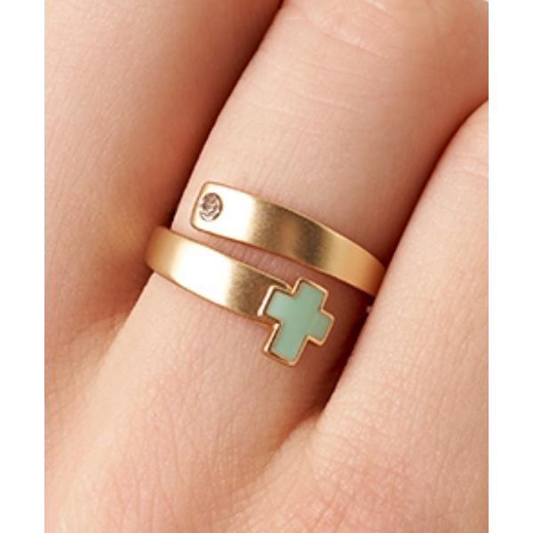 『セール実施中』ZOZO問い合わせ番号:86940080ショップ:CREO STORE，クレオストアブランド:ANU，アヌ商品名:double motif cross ring - ダブルモチーフクロスリングカテゴリ:アクセサリー>リ...