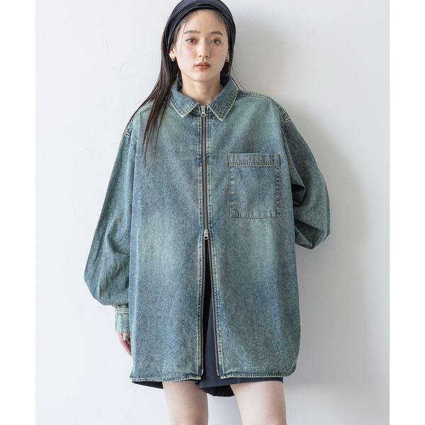 ZOZO問い合わせ番号:86947198ショップ:RAGEBLUE，レイジブルーブランド:RAGEBLUE，レイジブルー商品名:【UNISEX】 overdyed denim loose shirt/選べる着丈/Wジップオーバーダイ加工デニ...