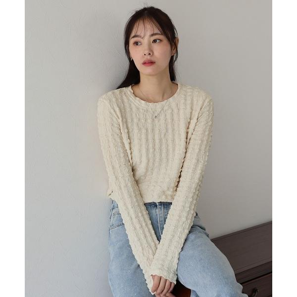 『タイムセール実施中』ZOZO問い合わせ番号:87077414ショップ:BLUEEAST，ブルーイーストブランド:BLUEEAST，ブルーイースト商品名:ポコポコジャガード ロンTカテゴリ:トップス>Tシャツ/カットソーブランド品番:...