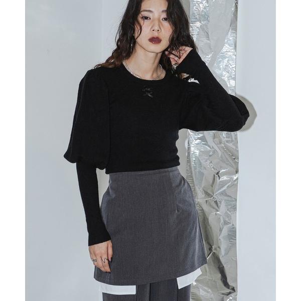 『セール実施中』ZOZO問い合わせ番号:87077732ショップ:rectangle，レクタングルブランド:bohmal，ボマール商品名:2WAYパフスリーブリボンニットカテゴリ:トップス>ニット/セーターブランド品番:534738素...