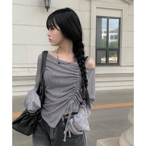 ZOZO問い合わせ番号:87142546ショップ:3rdSpring，サードスプリングブランド:anyonemore，エニワンモア，3rdSpring，サードスプリング商品名:ワンオフショルダーギャザーリボン長袖Ｔシャツカテゴリ:トップス&...