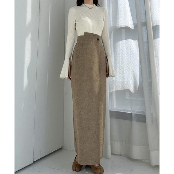 『タイムセール実施中』ZOZO問い合わせ番号:87148665ショップ:JUNOAH，ジュノアブランド:Louere，ルエレ商品名:裏起毛ヘリンボーンタイトラップ風スカートカテゴリ:スカート>スカートブランド品番:frvd036-22...