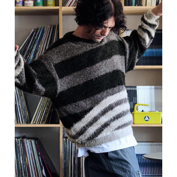 ZOZO問い合わせ番号:87181426ショップ:CMB by CAMBIO，シーエムビー バイ カンビオブランド:ADAM PATEK，アダムパテック商品名:mn3027- shaggy distorted stripes crew kn...