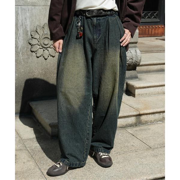 ZOZO問い合わせ番号:87183996ショップ:ASTRONOMY，アストロノミーブランド:Bleme，ブレム商品名:ヘビーツイル ワイドストレート ダブルインタック グルカチノパンツ / ヴィンテージ加工 グルカデニムパンツカテゴリ:パ...