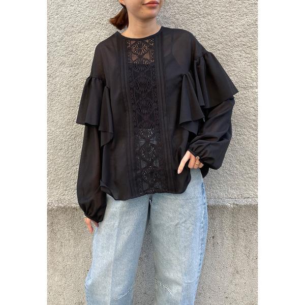 『セール実施中』ZOZO問い合わせ番号:87214986ショップ:1er Arrondissement，プルミエ　アロンディスモンブランド:1er Arrondissement，プルミエアロンディスモン商品名:ボイル×レースブラウスカテゴリ...