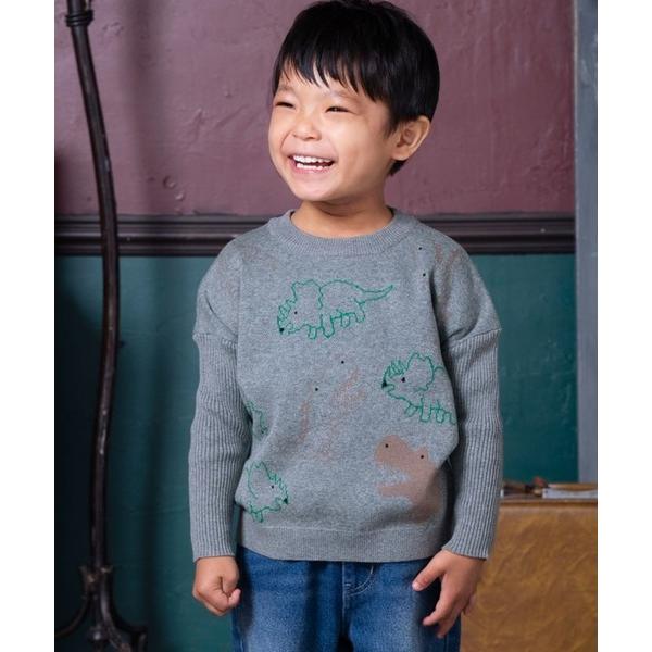 『セール実施中』ZOZO問い合わせ番号:87215754ショップ:Wonder apartment，ワンダーアパートメントブランド:ami amie，アミアミ商品名:恐竜いっぱいプルオーバー 　◎マシンウォッシャブルニットカテゴリ:トップス...