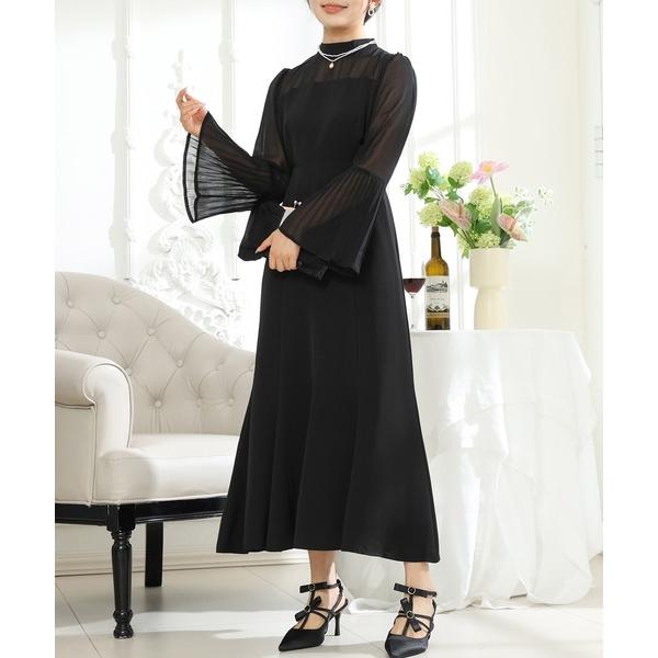 『タイムセール実施中』ZOZO問い合わせ番号:87287480ショップ:Lace Ladies，レースレディースブランド:Lace Ladies，レースレディース商品名:プチハイネック プリーツスリーブ フレア ロング ワンピースカテゴリ:...