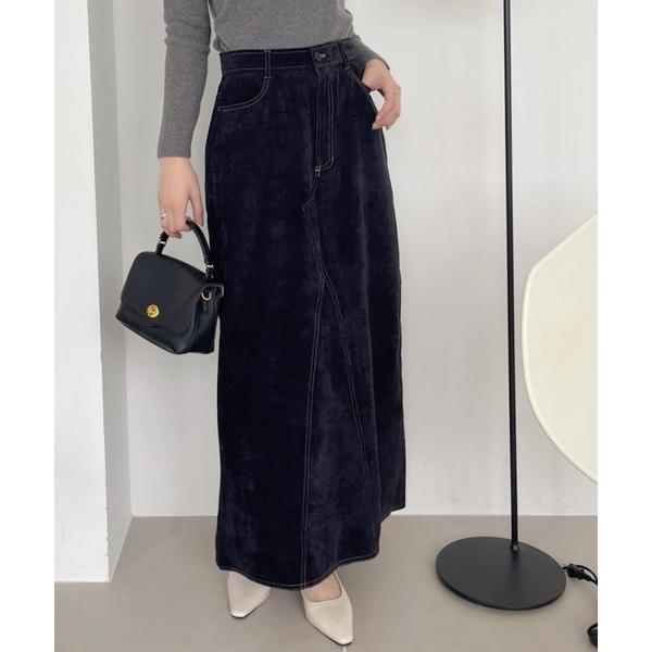 『タイムセール実施中』ZOZO問い合わせ番号:87287669ショップ:Ada.，エイダブランド:Eclat one，エクラワン，Ada.，エイダ商品名:【Eclat one】 ベロア ステッチ ロングスカートカテゴリ:スカート>スカ...