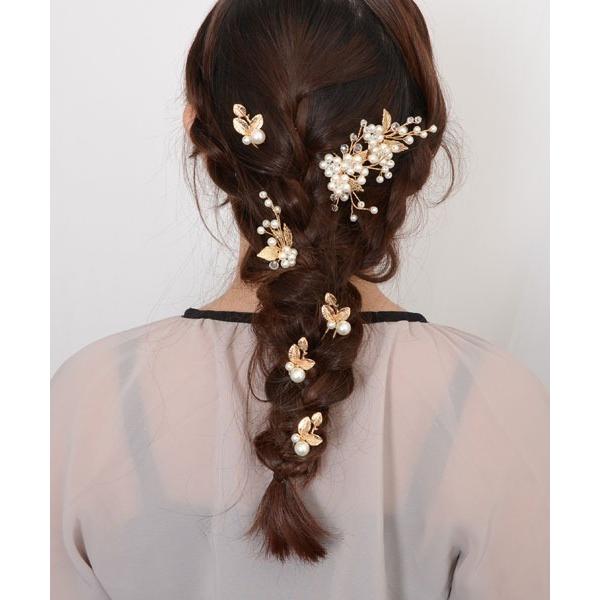 ZOZO問い合わせ番号:87321659ショップ:VIBGYOR，ヴィブジョーブランド:VIBGYOR Women，ヴィブジョー　ウィメン商品名:【float】シルバー ゴールド パール リーフ Uピン【7本セット/ドレス/結婚式/成人式/...