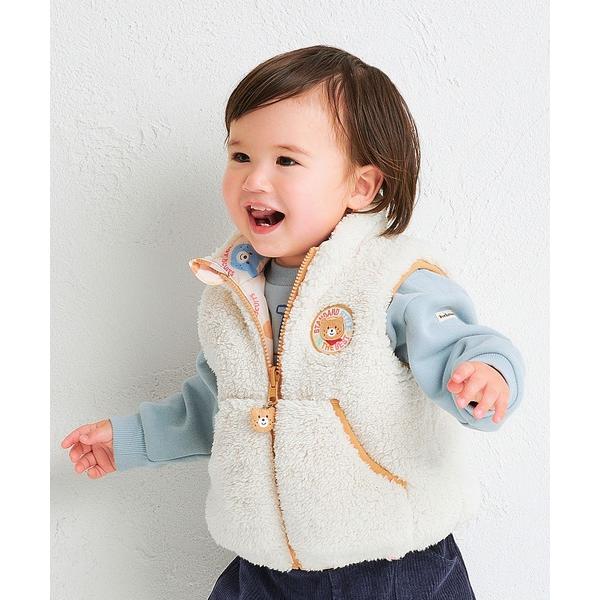 ZOZO問い合わせ番号:87362987ショップ:MIKI HOUSE HOT BISCUITS，ミキハウスホットビスケッツブランド:HOT BISCUITS，ホットビスケッツ商品名:カラフルビーンズ 裏ボアフリース リバーシブル総柄ベスト...