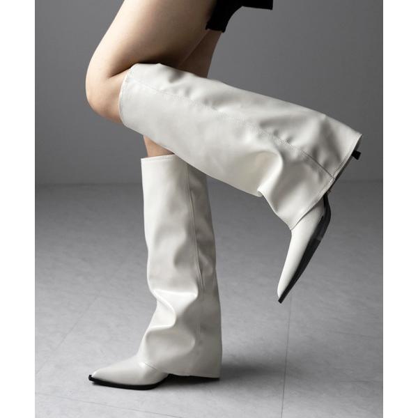 『タイムセール実施中』ZOZO問い合わせ番号:87396072ショップ:me+em select，ミームセレクトブランド:me+em select，ミームセレクト商品名:【 ２color 】ポインテッドトゥフェイクレザーカバーロングブーツ ...