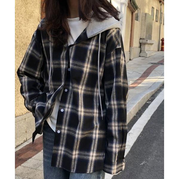 『セール実施中』ZOZO問い合わせ番号:87396854ショップ:Teem Store，チームストアブランド:Teem Store，チームストア商品名:フード付きレイヤードチェックネルシャツカテゴリ:トップス>シャツ/ブラウスブランド...