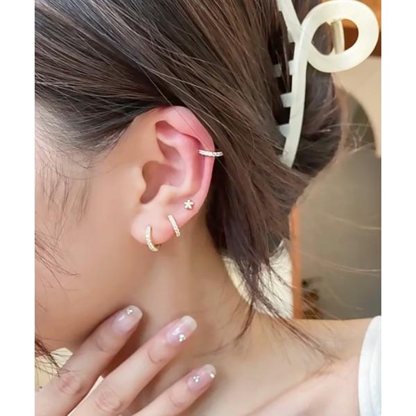 『セール実施中』※このアイテムは返品・交換対象外商品です。ZOZO問い合わせ番号:87397223ショップ:Mayree，メイリーブランド:almo，アルモ，Mayree，メイリー商品名:シンプルラインストーンリングミニフープピアス/ペア(...