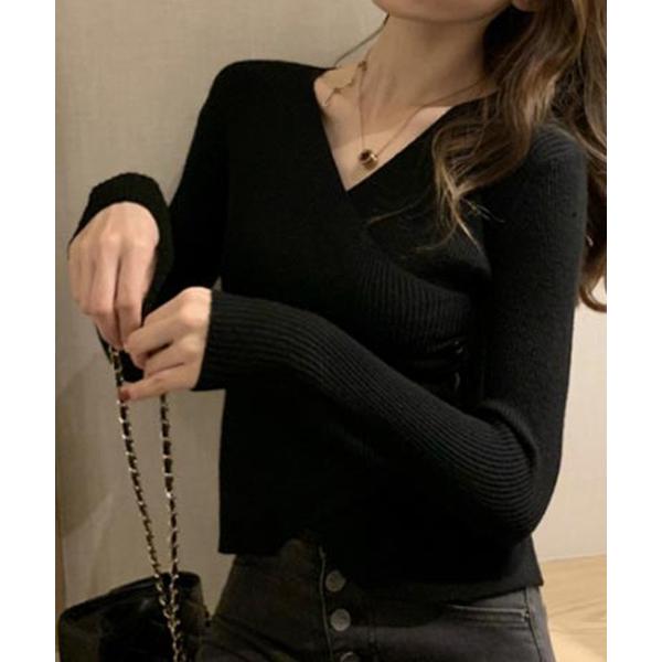 『タイムセール実施中』ZOZO問い合わせ番号:87465286ショップ:Ada.，エイダブランド:Miniministore，ミニミニストア商品名:リブニット レディース カシュクール風カテゴリ:トップス>ニット/セーターブランド品番...