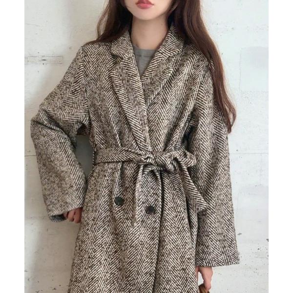 『タイムセール実施中』ZOZO問い合わせ番号:87466461ショップ:JUNOAH，ジュノアブランド:LAUIR，ラウアー商品名:ロングヘリンボーンチェスターステンカラーコート[高身長サイズMT有り]カテゴリ:ジャケット/アウター>...
