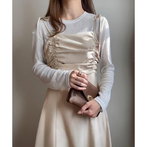 『タイムセール実施中』ZOZO問い合わせ番号:87466470ショップ:JUNOAH，ジュノアブランド:FILLOU，FILLOU，JUNOAH，ジュノア商品名:ショルダーリボンドレープキャミワンピースカテゴリ:ワンピース/ドレス>ワ...