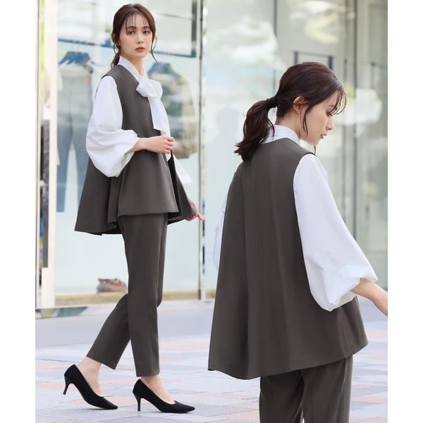 『タイムセール実施中』ZOZO問い合わせ番号:87468117ショップ:RIVER FIELD &amp; Co.，リバーフィールド　アンド　コーブランド:Flolia，フロリア商品名:【3点セット】Vネックジレ ボウタイブラウス テーパー...