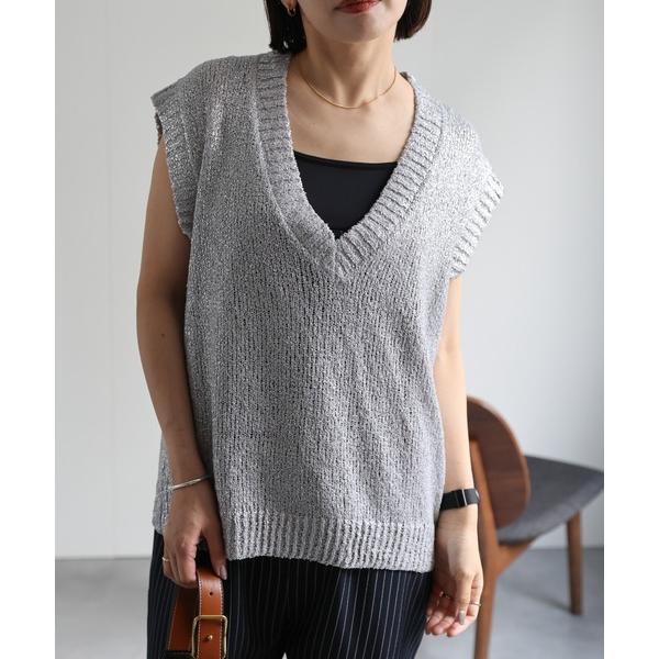 『セール実施中』ZOZO問い合わせ番号:87502117ショップ:Bonjour Sagan，ボンジュールサガンブランド:ap retro，アプレトロ，Bonjour Sagan，ボンジュールサガン商品名:箔プリントニットベストカテゴリ:ト...