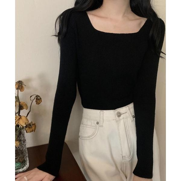 『タイムセール実施中』ZOZO問い合わせ番号:87503307ショップ:Ada.，エイダブランド:Miniministore，ミニミニストア商品名:スクエアネック リブニットトップス 秋冬カテゴリ:トップス>ニット/セーターブランド品...